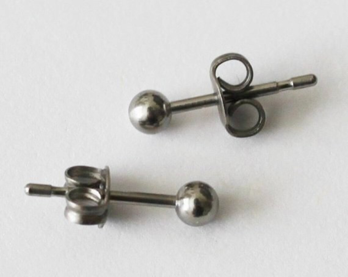 Pure Titanium Ball Post Earring 3mm 4mm 5mm 6mm Titanium - Etsy