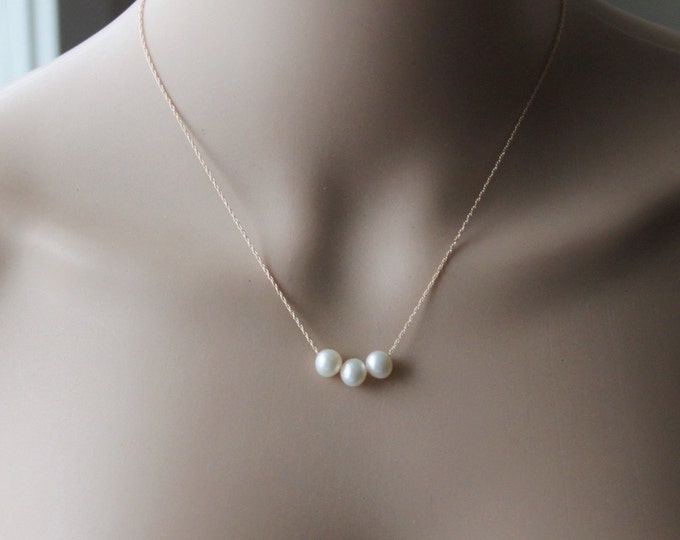 Real Pearl Gold Necklace 14K Gold Fill Necklace Gold Rope Chain ...
