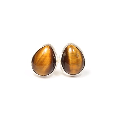 Sterling Silver Tiger Eye Earrings - Etsy