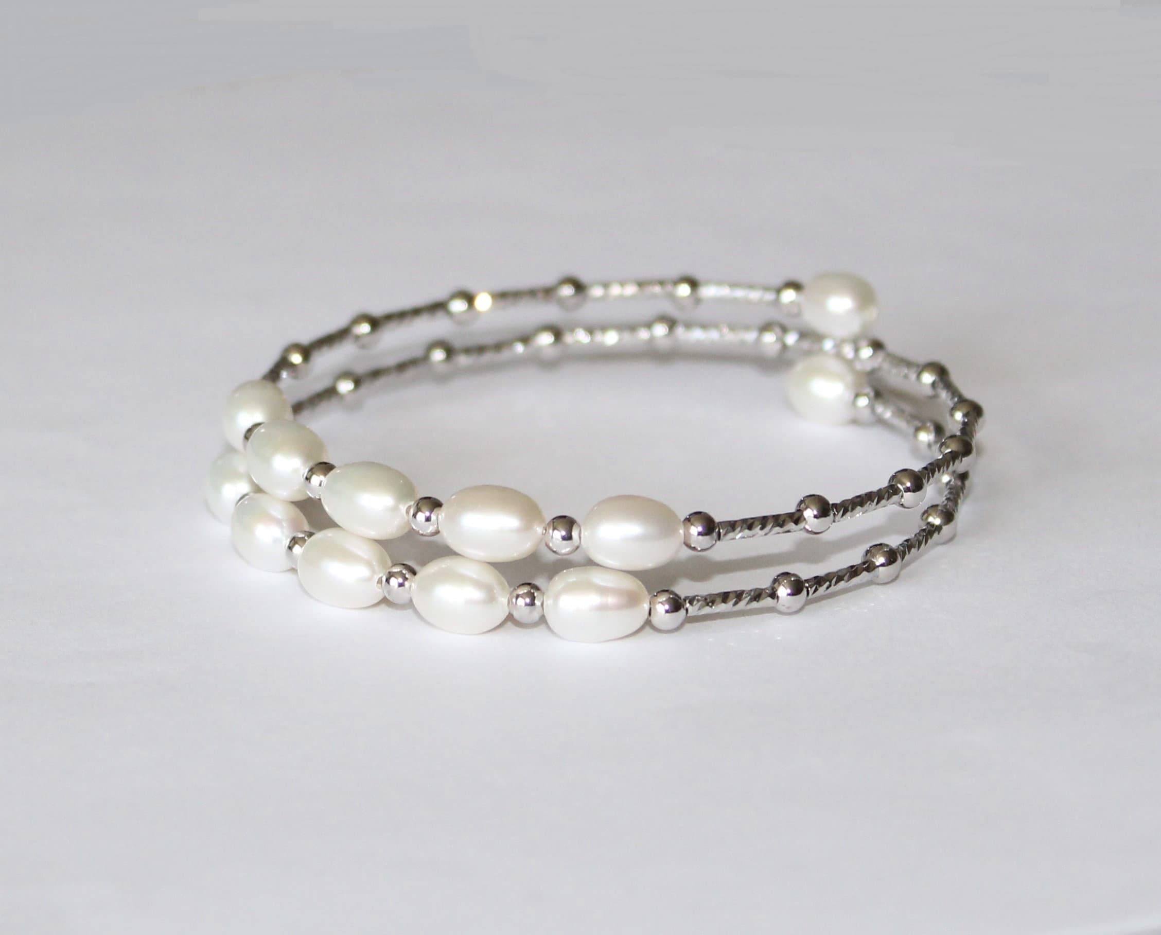 Fresh Water Pearl Cuff Bracelet, Bridesmaid Bracelet, Adjustable Pearl ...