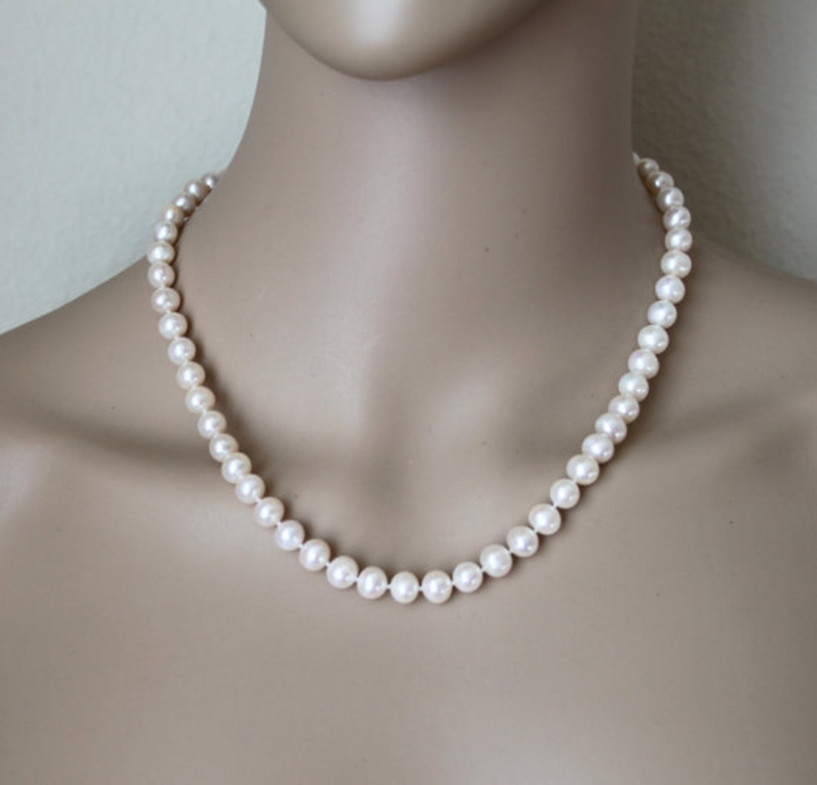 Custom Length Genuine AA Pearl Necklace 14K Gold Necklace - Etsy