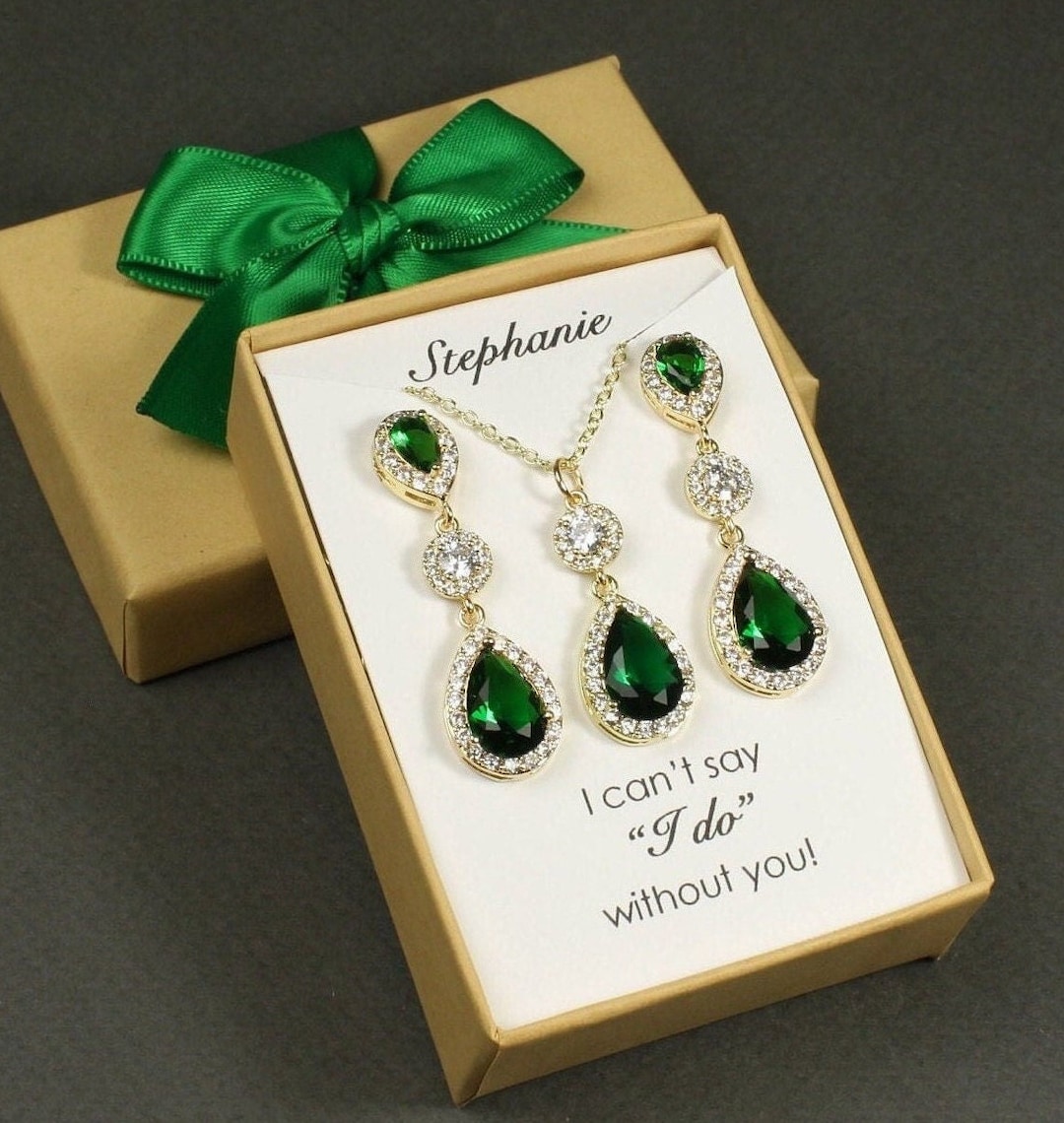 Emerald Tear Drop Earrings Green Bridal Jewelry Emerald Wedding ...