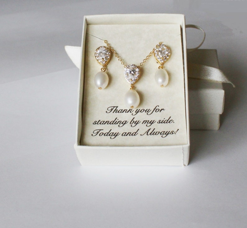 Fresh Water Tear Drop Pearl and CZ Bridesmaid Gift Bridesmaid - Etsy