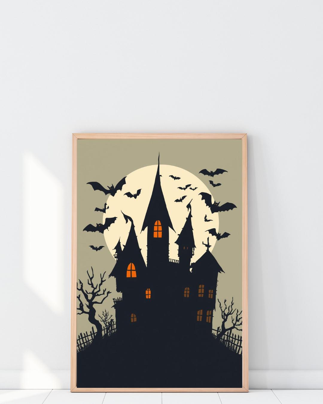 Haunted House Halloween Wall Art | Spooky Printable Digital Download ...