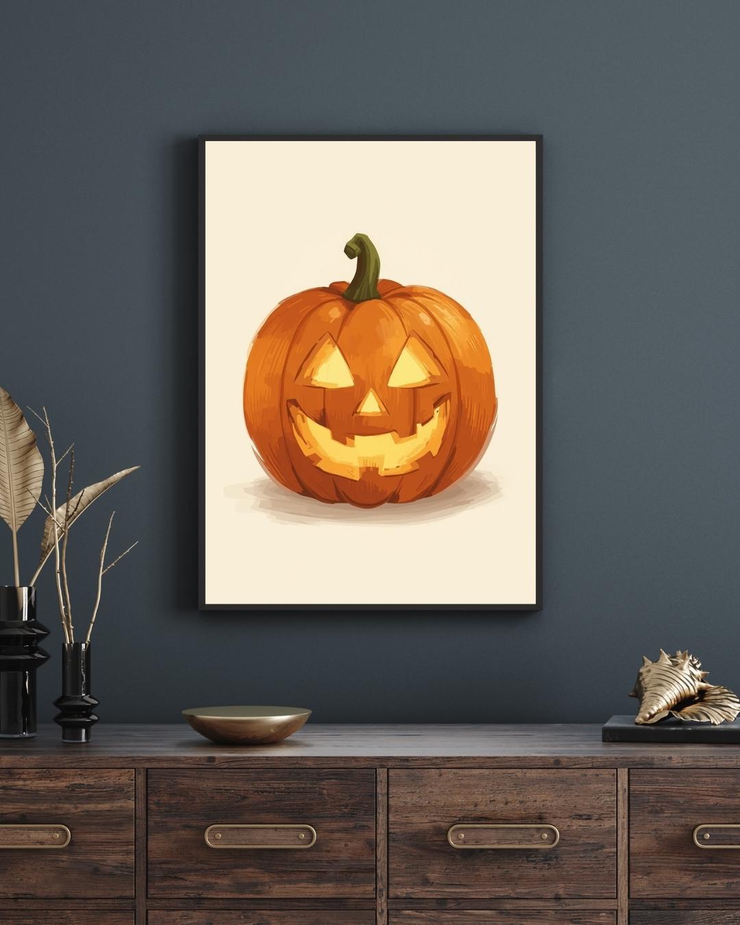 Pumpkin Halloween Wall Art | Jack-o’-lantern Printable Digital Download ...