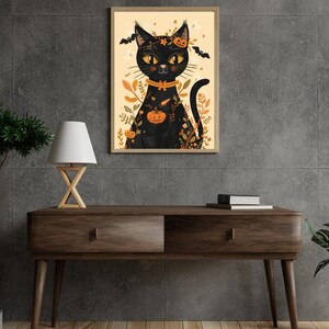 Black Cat Halloween Wall Art | Spooky Printable Digital Download ...