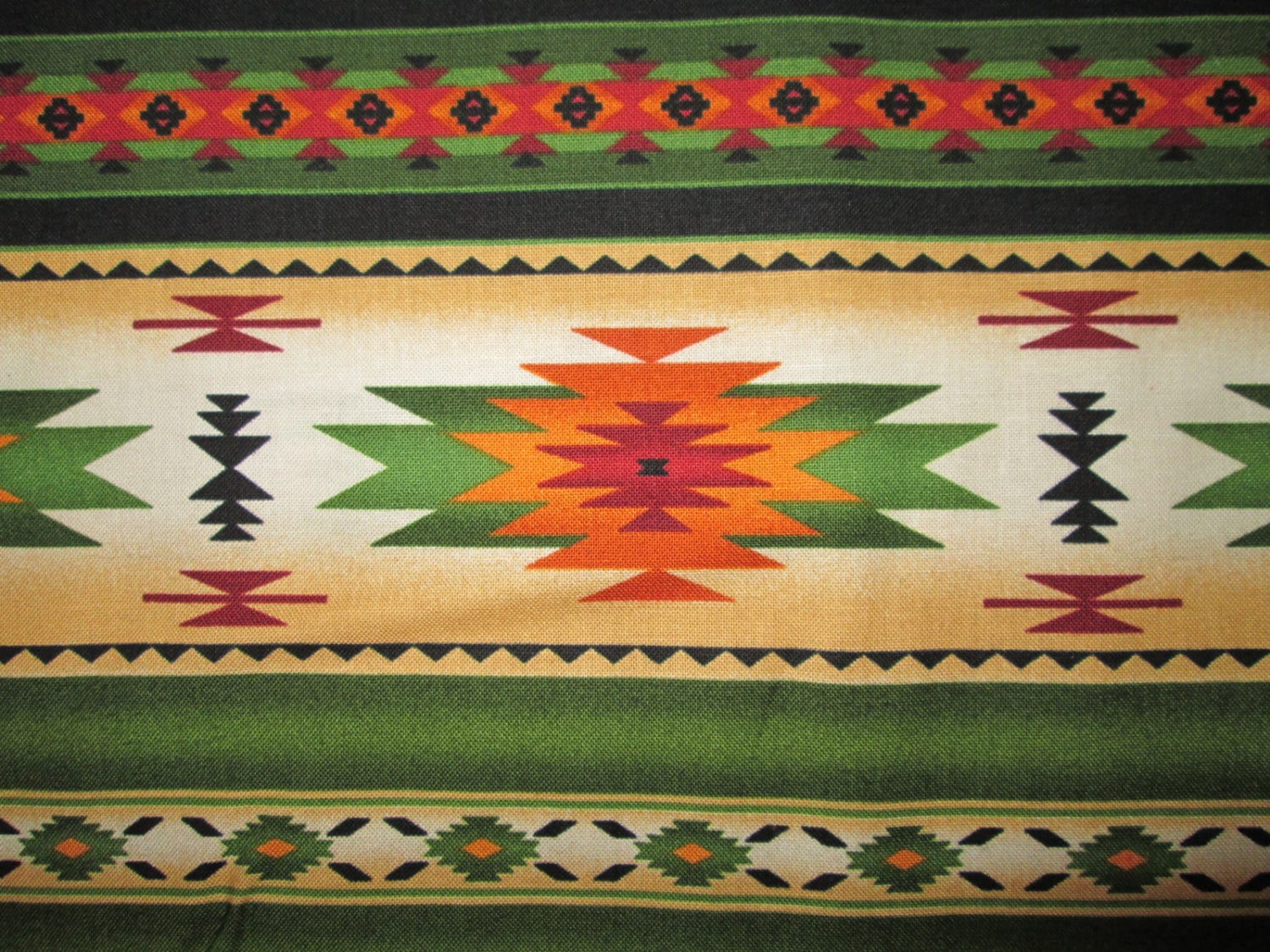 Native American Traditional Navajo Green Orange Border Cotton Etsy