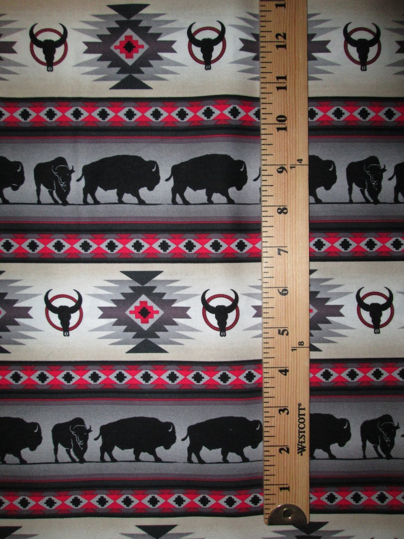 Navajo Totem Buffalo Border Gray Black Red Native American Etsy