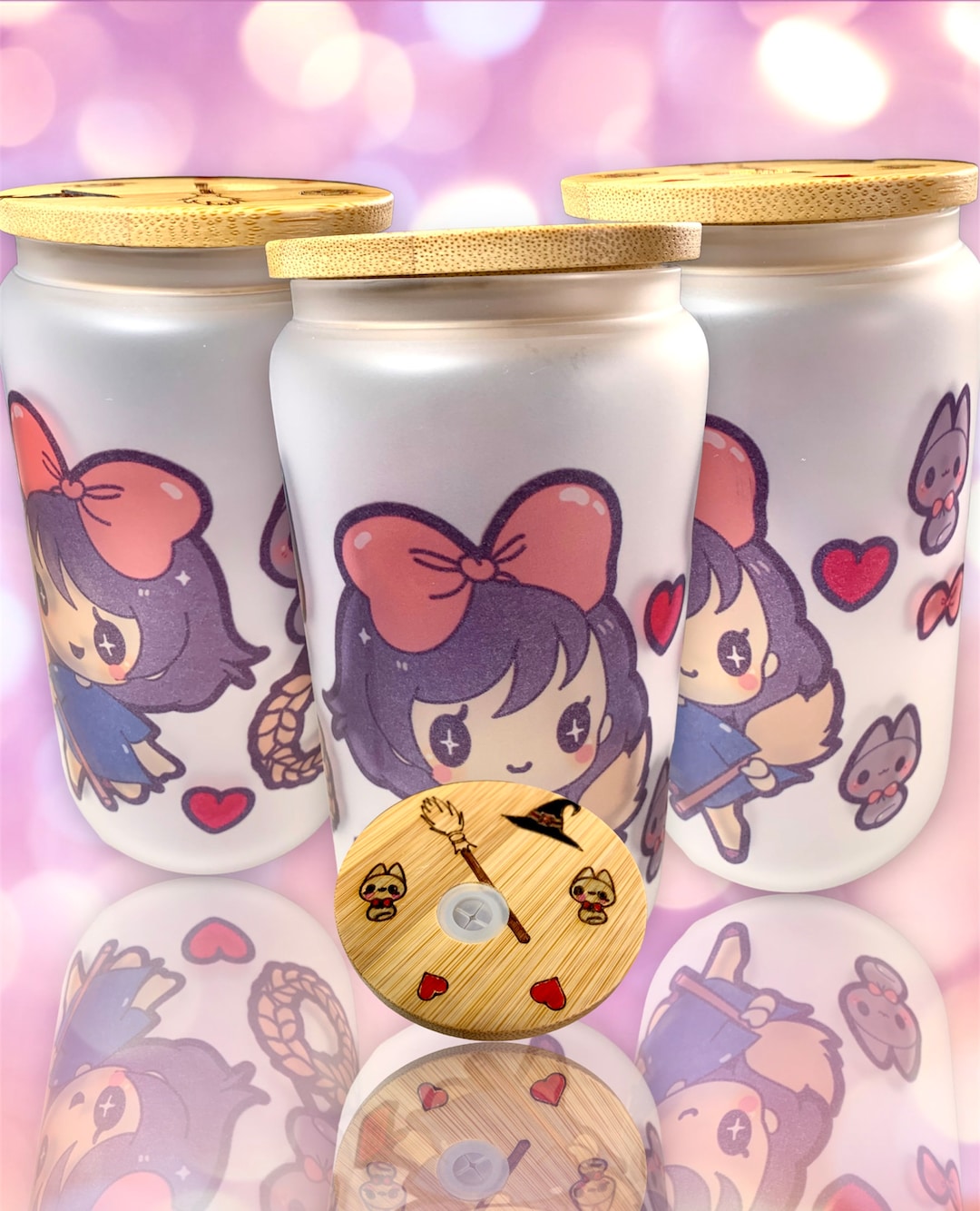 Kawaii Anime Kikis Delivery Service Ghibli Theme 16oz Glass Can Cup ...