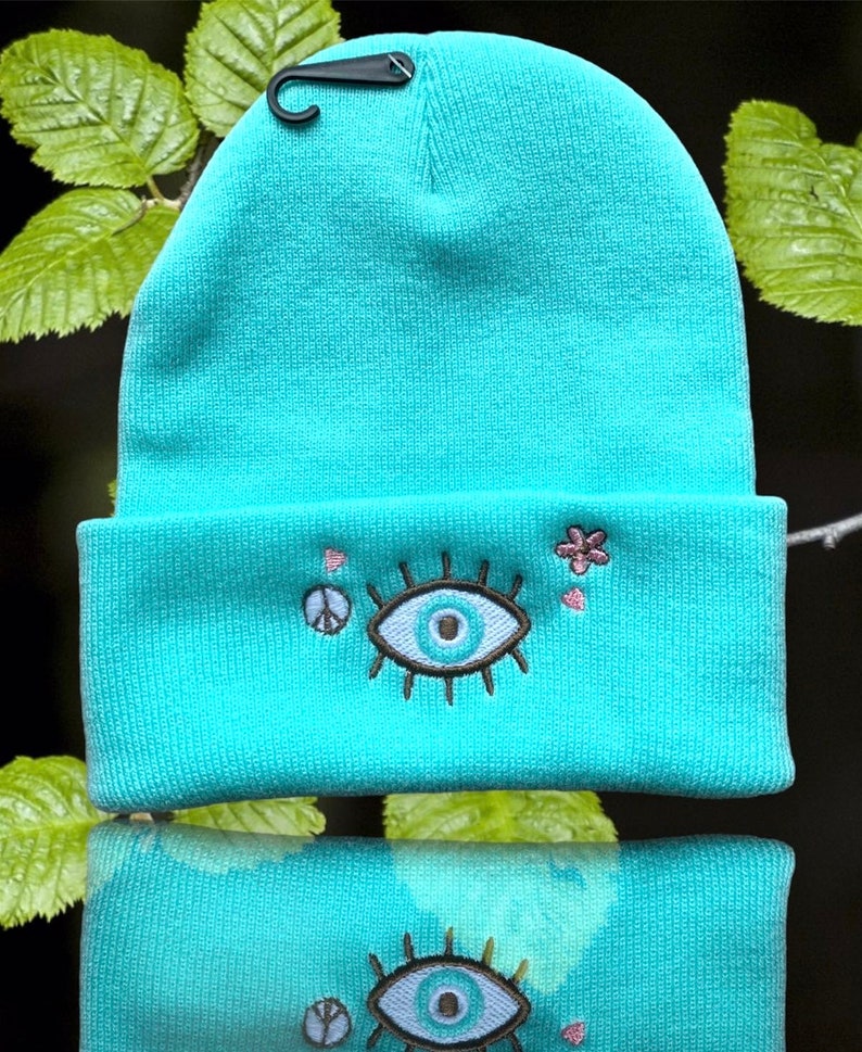 Kawaii Evil Eye Lucky Protection Theme Embroidered Beanie Gift - Etsy