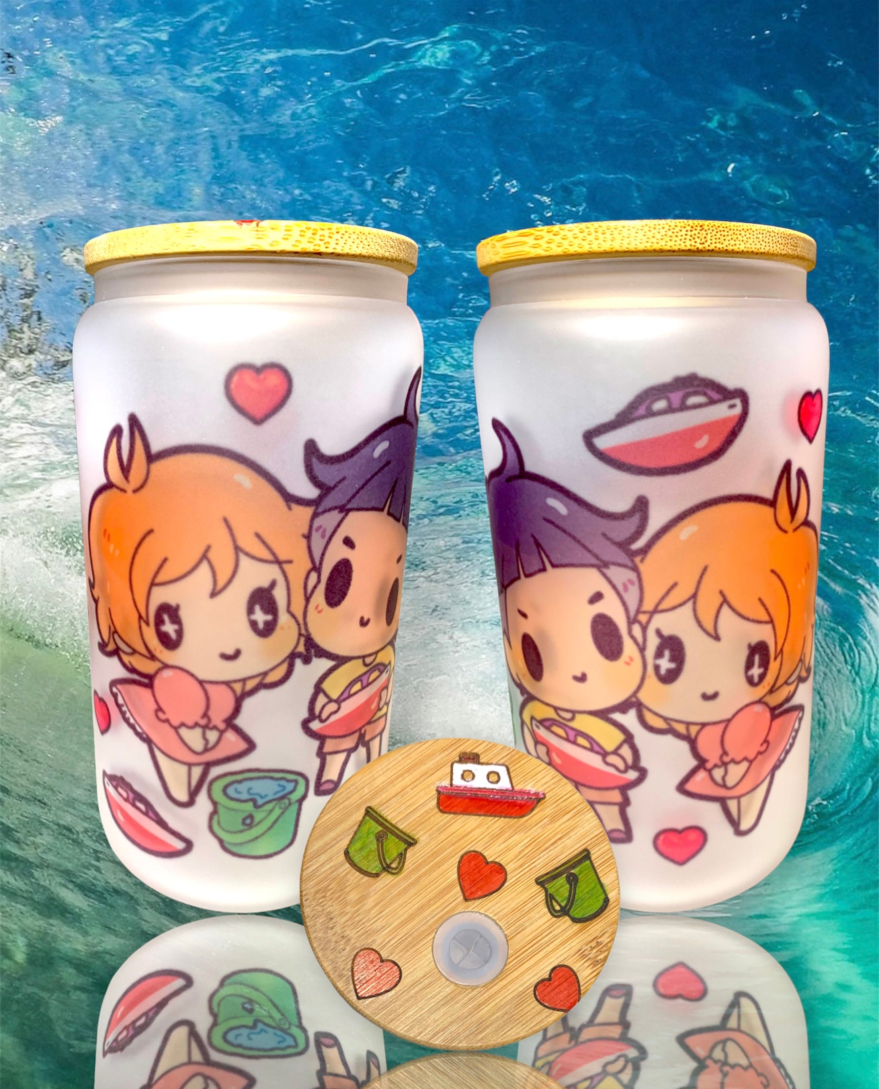 Kawaii Ponyo Theme 16oz Glass Can Cup Gift Idea for Ghibli Lovers ...