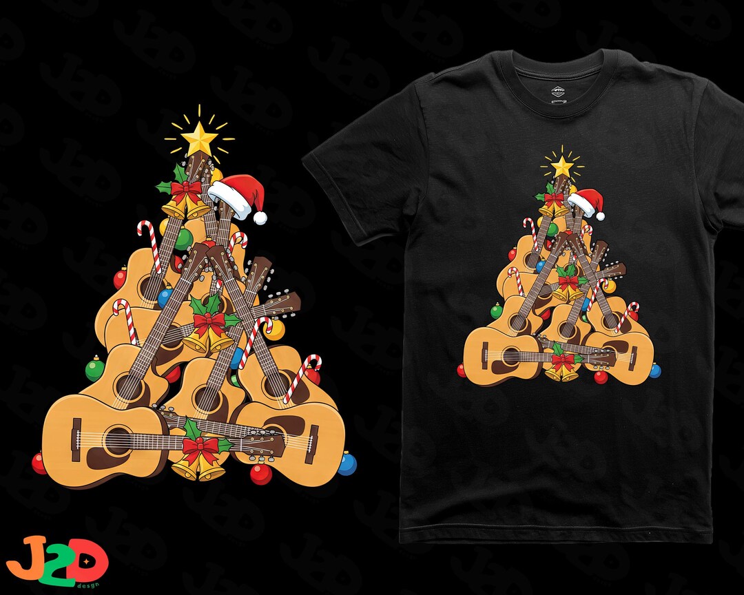 Guitar Christmas Tree PNG | Musician Xmas Sublimation (digital Download ...