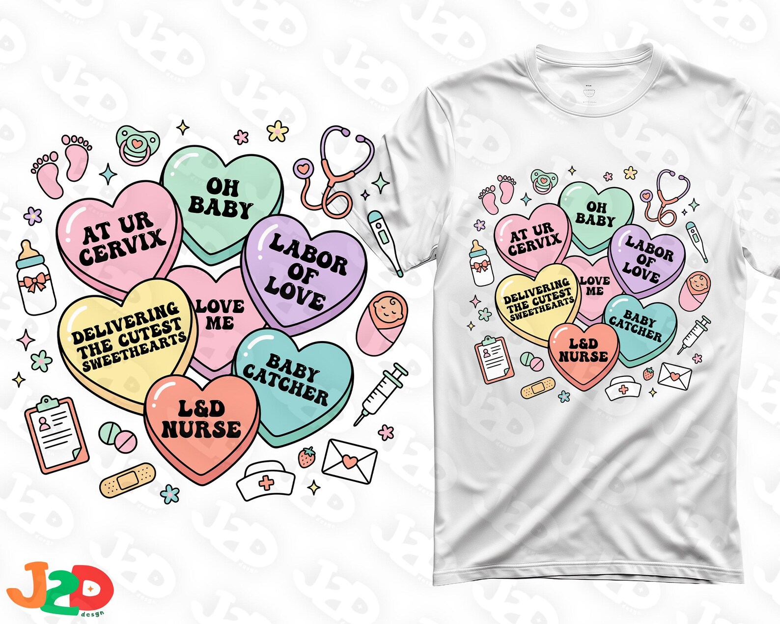 Labor Delivery Nurse Valentine SVG PNG: Funny Conversation Hearts LD T ...