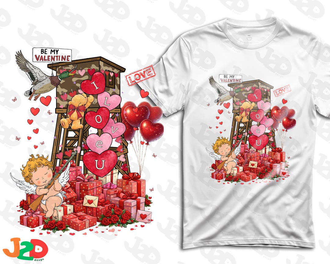 Retro Hunting Camo Cupid PNG: Funny Valentine Mallard Duck Hunting ...