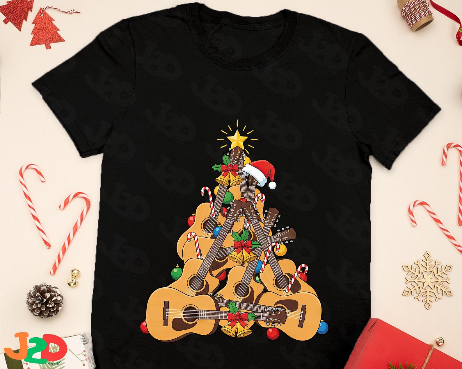 Guitar Christmas Tree PNG | Musician Xmas Sublimation (digital Download ...