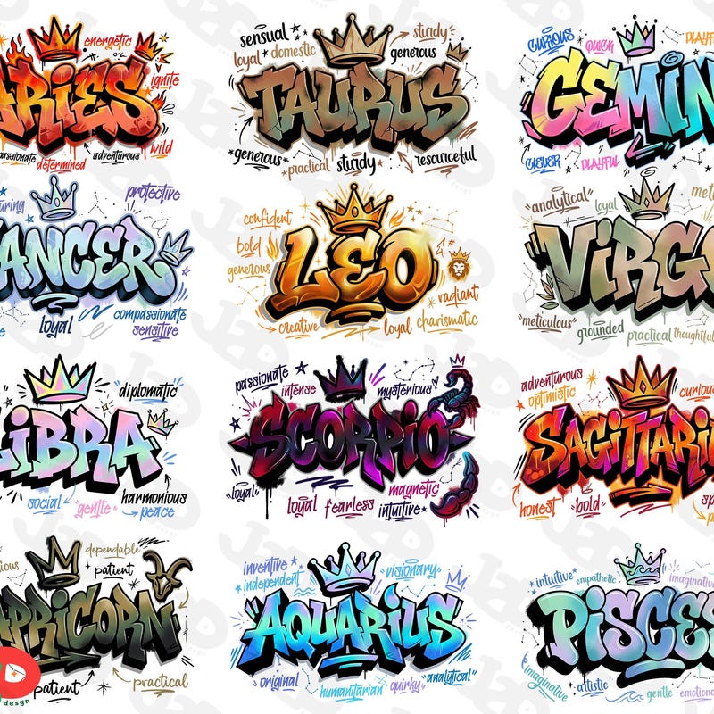 Zodiac Graffiti Tumbler - Etsy UK