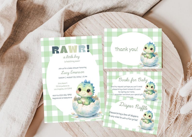 Dinosaur Baby Shower Complete Bundle | Editable Canva Invitation, Games ...