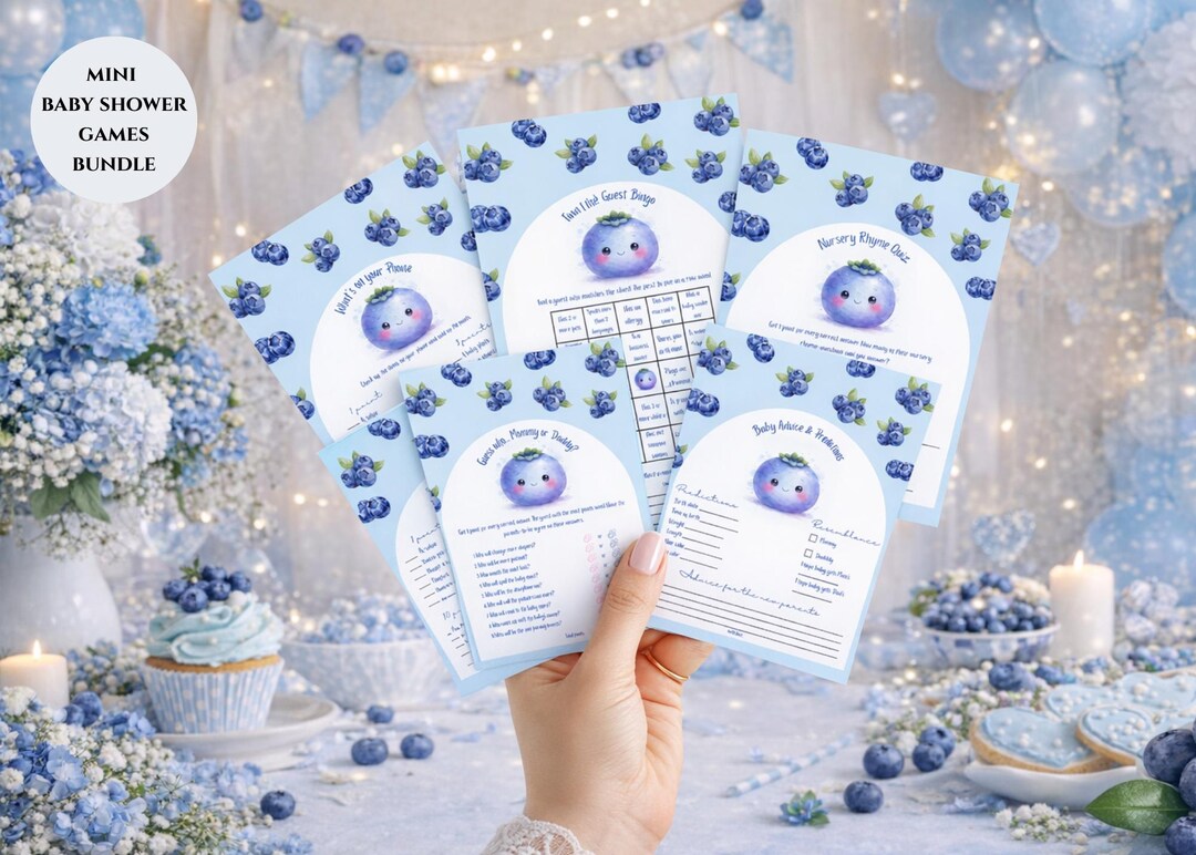 Blueberry Baby Shower Games Mini Bundle | Editable Canva Games Set - Etsy