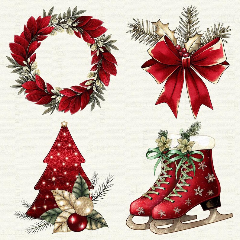 Vintage Christmas Clipart Bundle 2026: 50+ Retro Holiday Pngs and ...