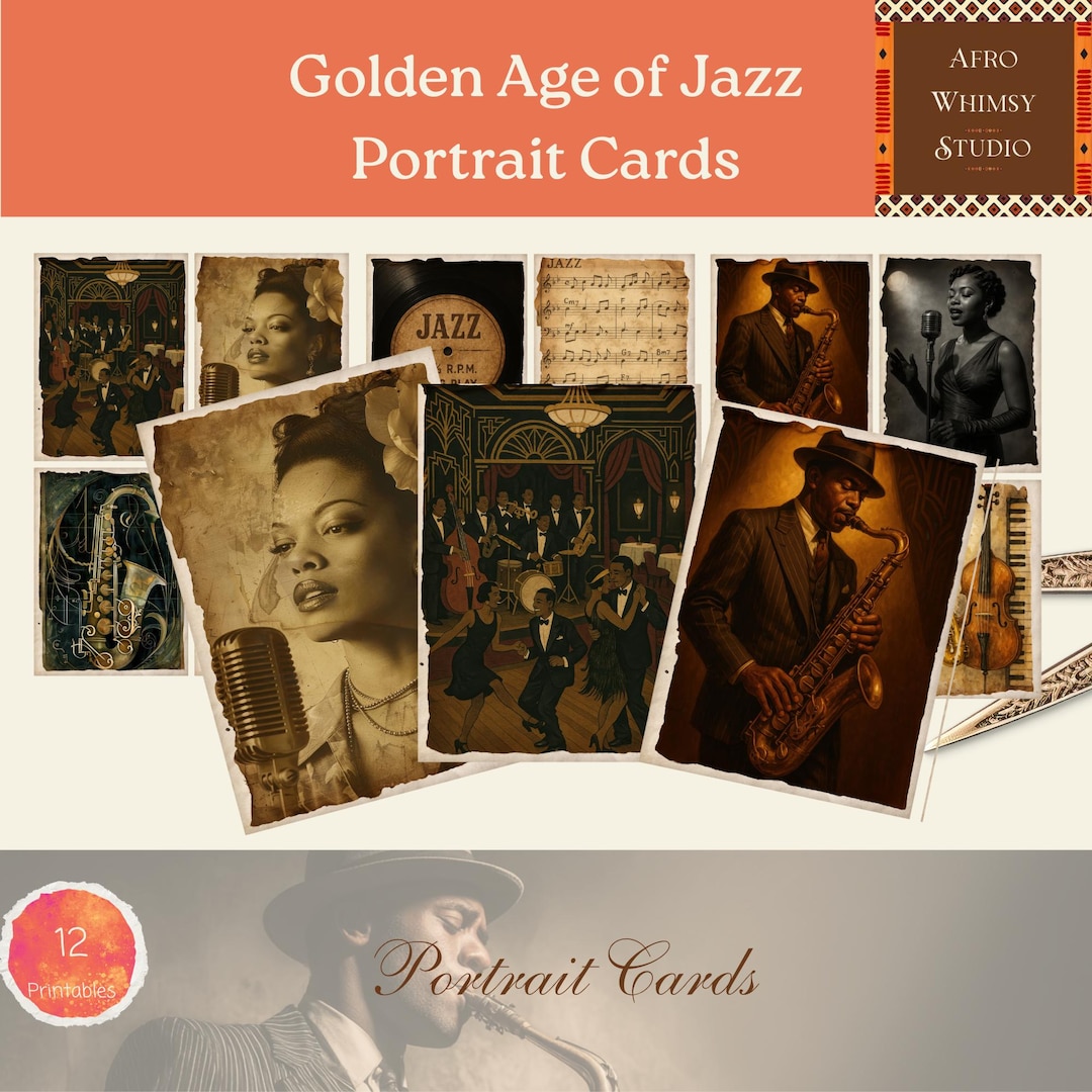 Golden Age of Jazz Portrait Cards, African American Jazz Singer ...