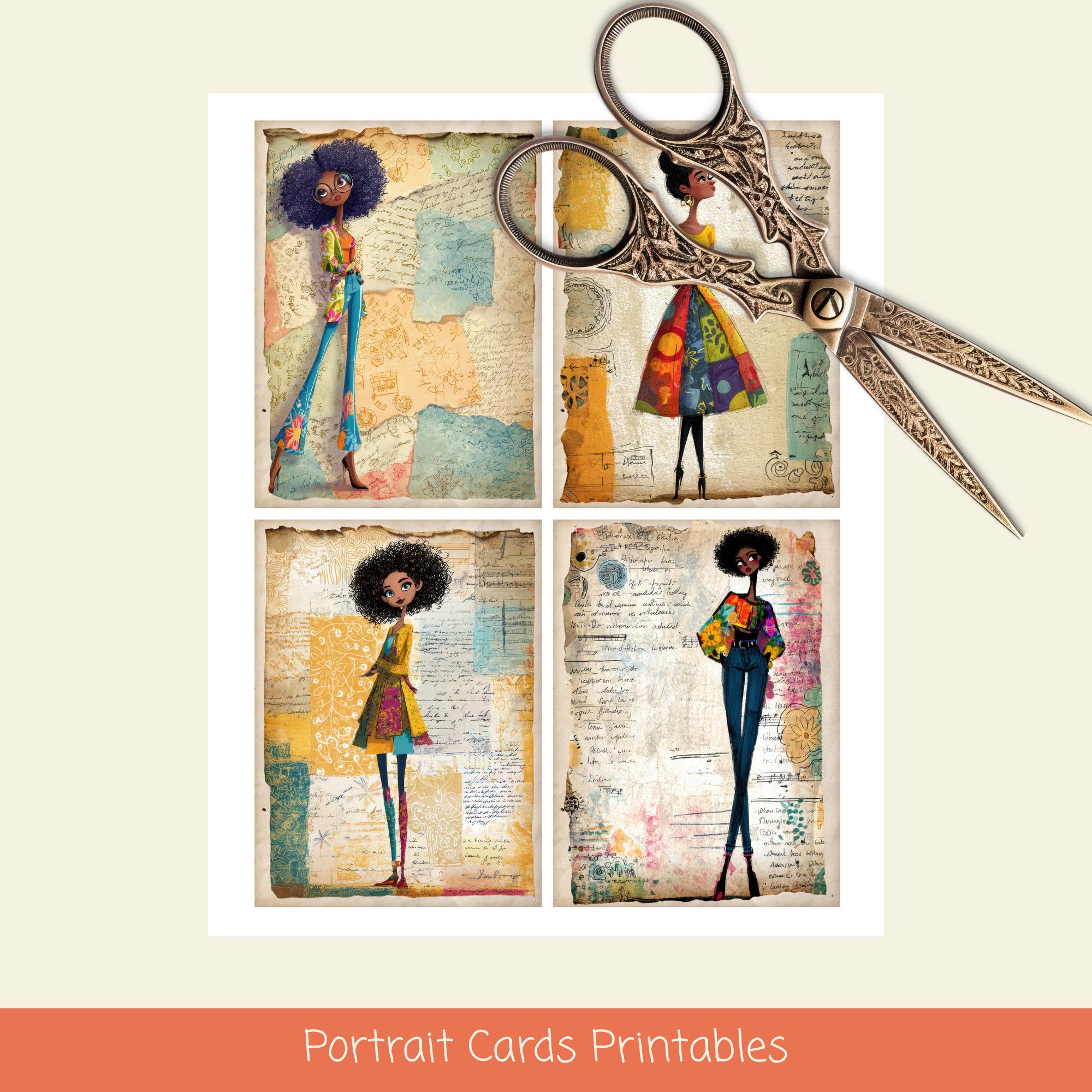Urban Muse, Quirky Afro Chic Fashion Girls Junk Journal Portraits ...