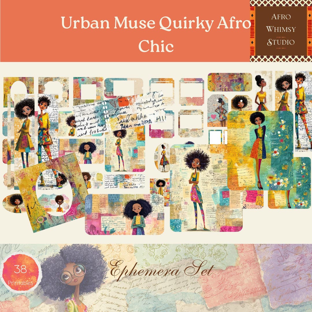 Urban Muse Quirky Afro Chic, Colorful Afro Whimsy Girls Printable Kit ...