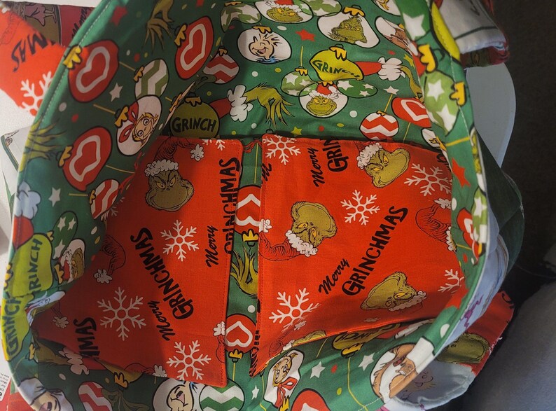 The Grinch Theme Handmade Lined, Pieced-together Christmas Tote Bag ...