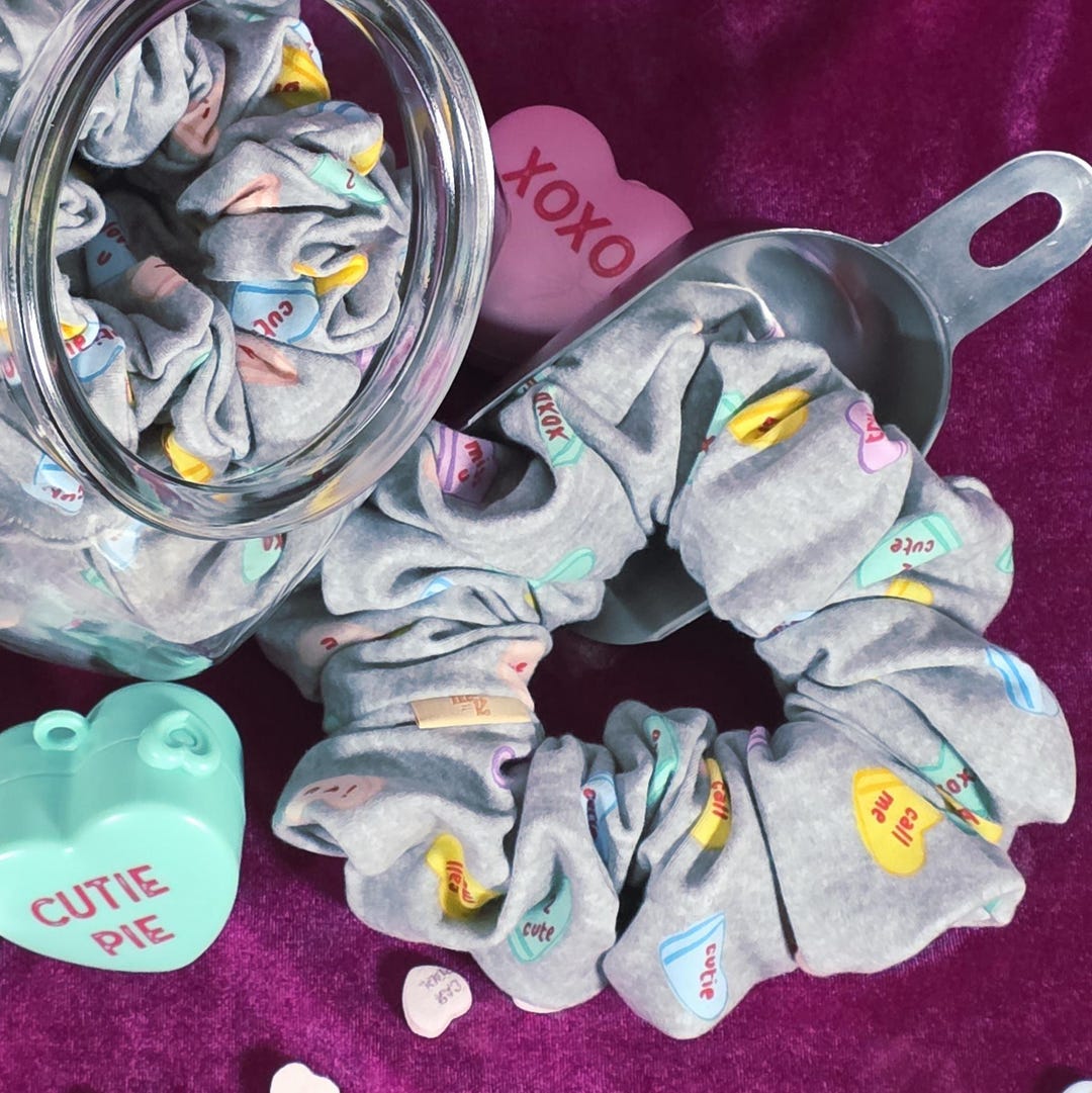 Cursed Candy Scrunchie | Conversation Hearts Hair Tie | Alternative ...