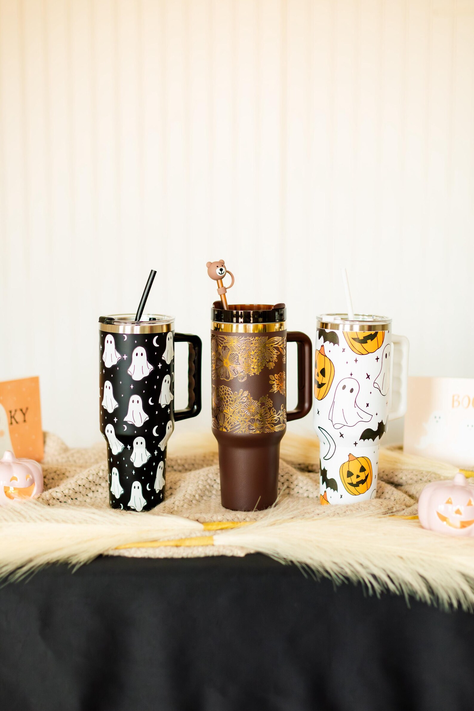 Bats and Boos 40oz Tumbler With Handle | Gothic Cup With Lid ...