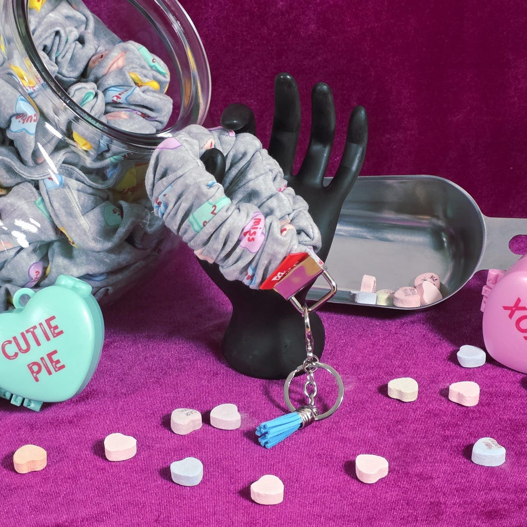 Cursed Candy Scrunchie Key Fob | Conversation Hearts Wristlet ...