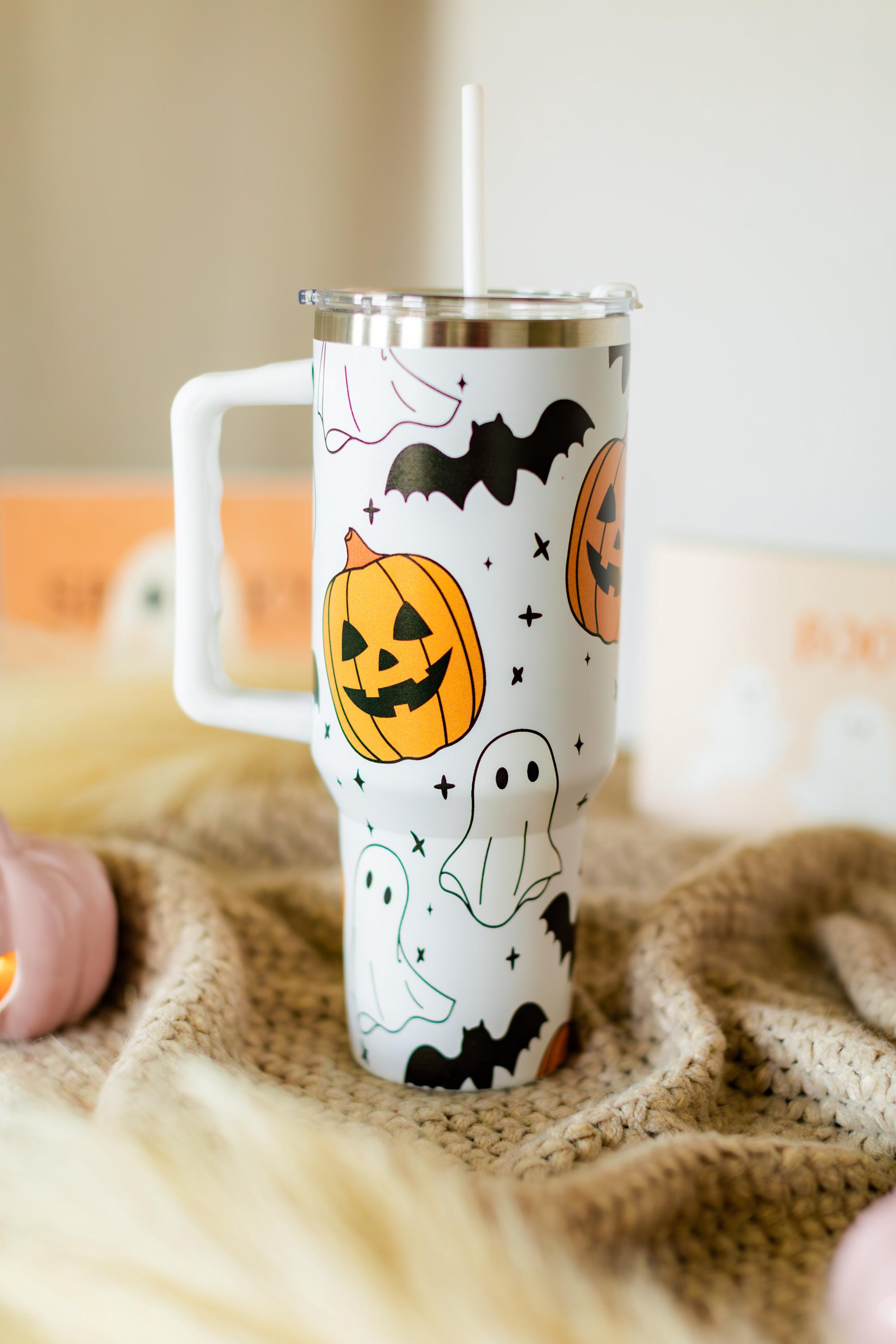 Bats and Boos 40oz Tumbler With Handle | Gothic Cup With Lid ...