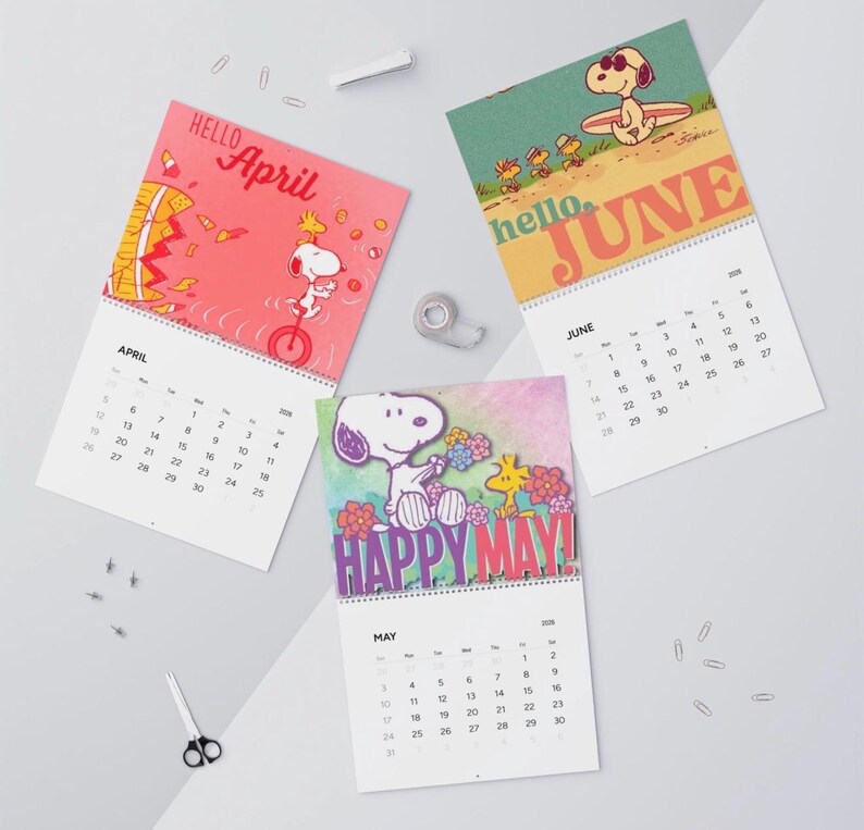 Snoopy Wall Calendar 2026 – Cute Peanuts Dog, Monthly Planner - Etsy