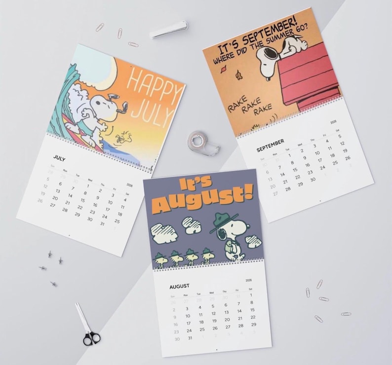 Snoopy Wall Calendar 2026 – Cute Peanuts Dog, Monthly Planner - Etsy