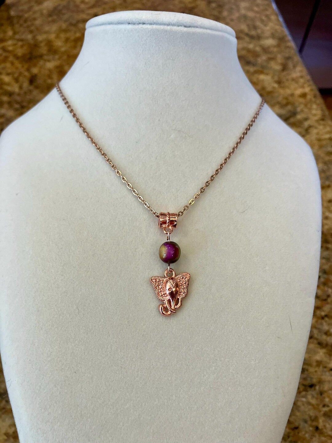 Rose Gold Elephant Necklace - Etsy