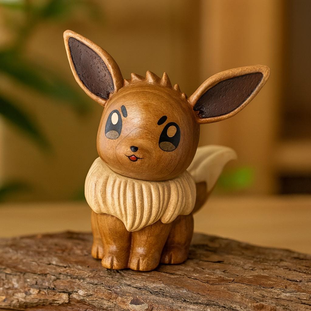 Eevee Wooden Sculpture: Hand-carved Anime Figurine - Etsy