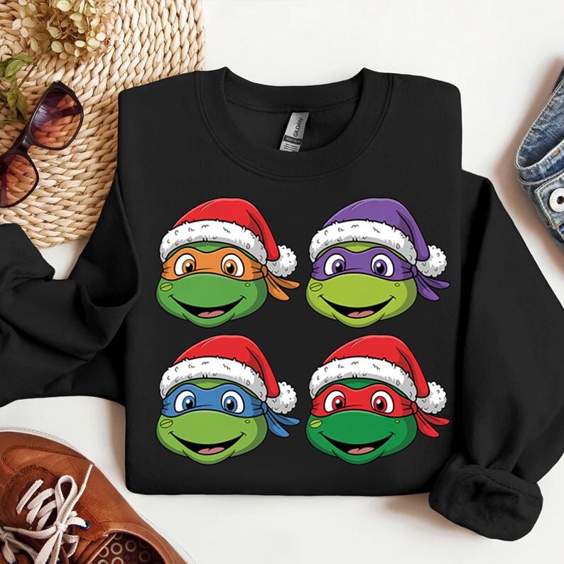 Ninja Turtles Christmas PNG Bundle 5 Designs – TMNT Santa Hats, Merry ...