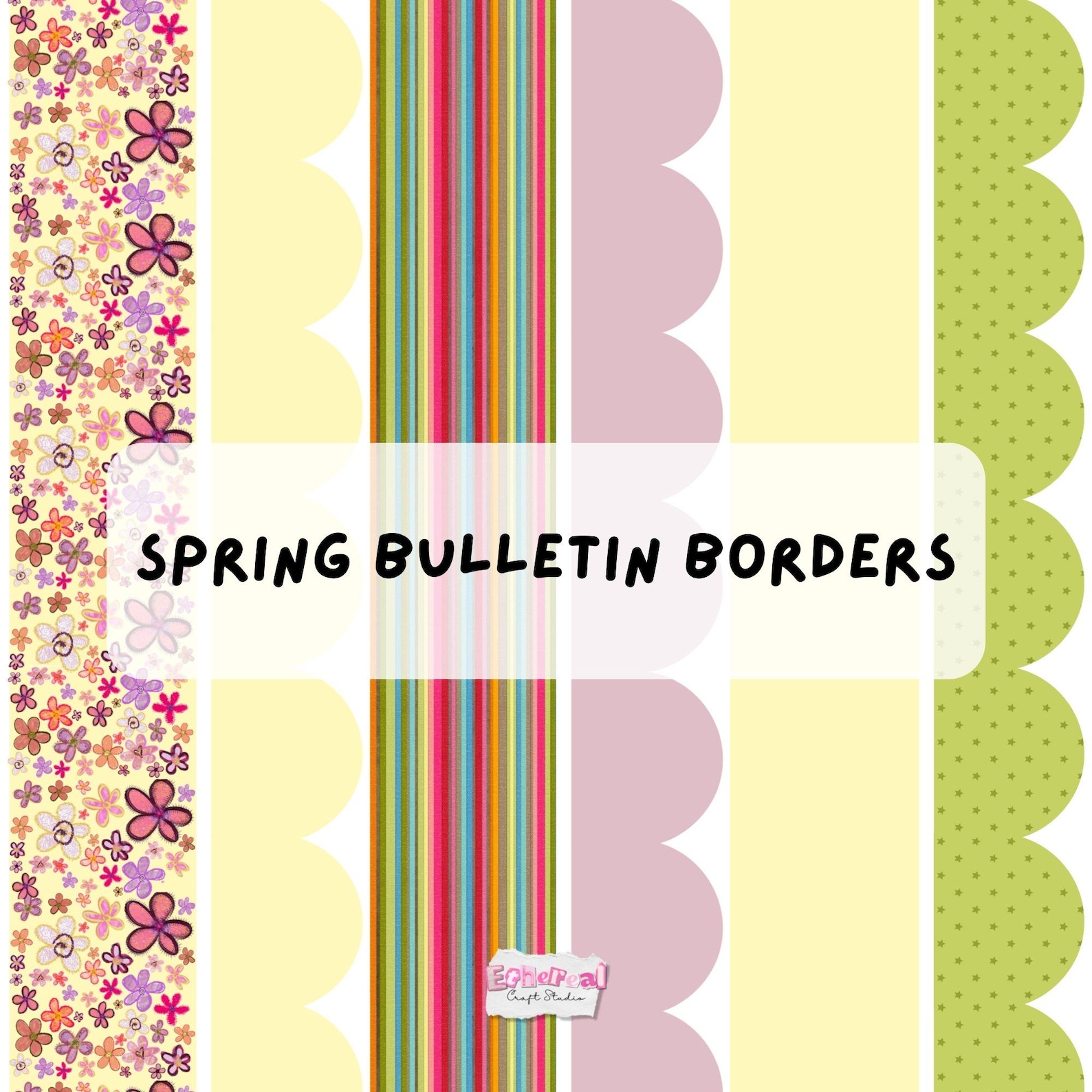 Spring Bulletin Board Borders Whimsical Flowers Printable School ...