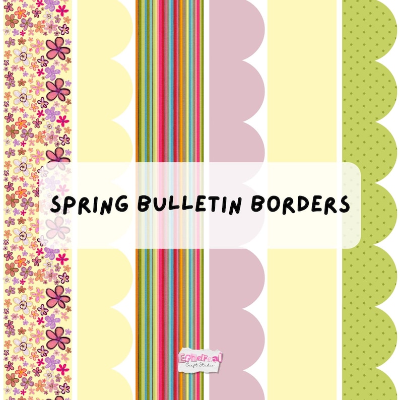 Spring Bulletin Board Borders Whimsical Flowers Printable School ...