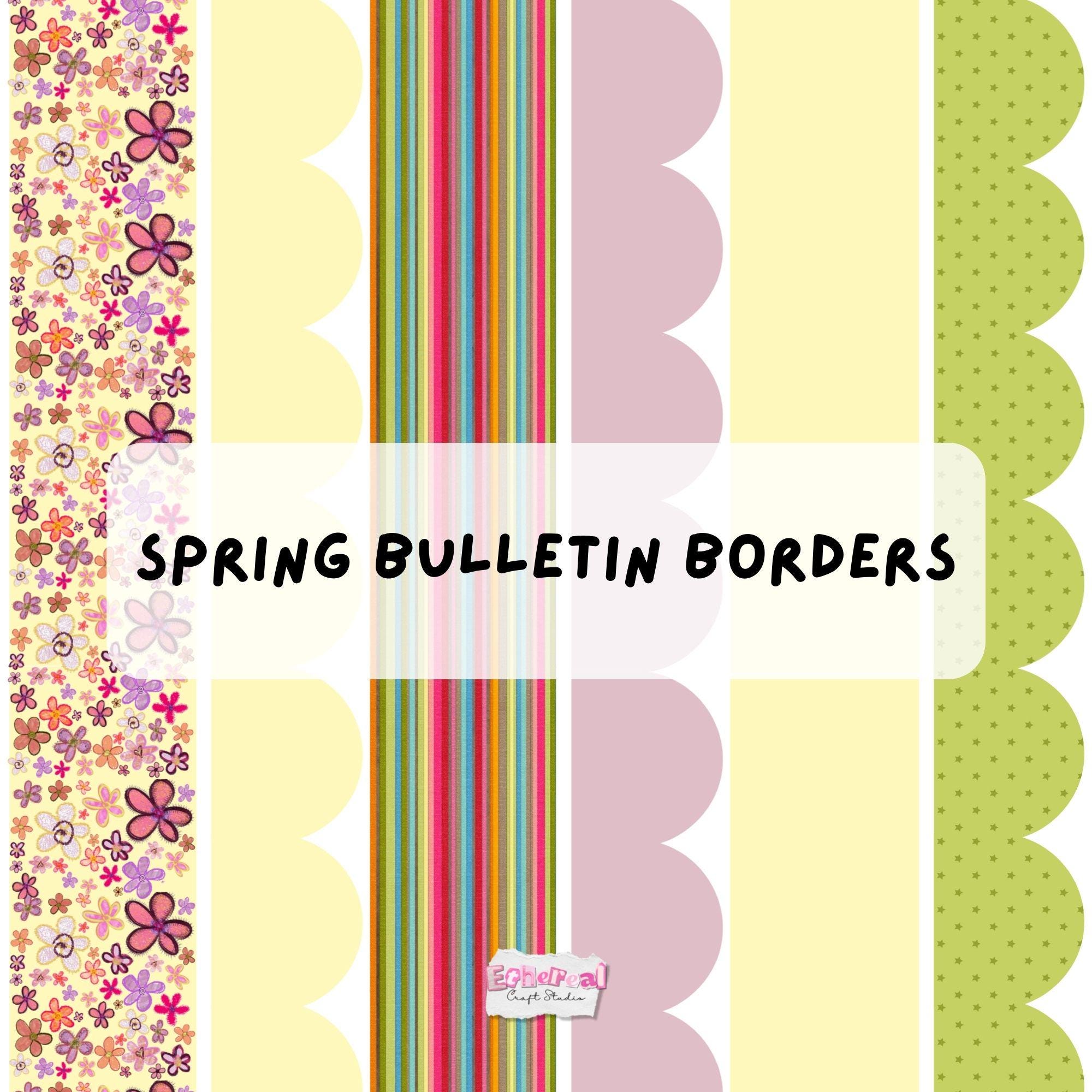 Spring Bulletin Board Borders Whimsical Flowers Printable School ...