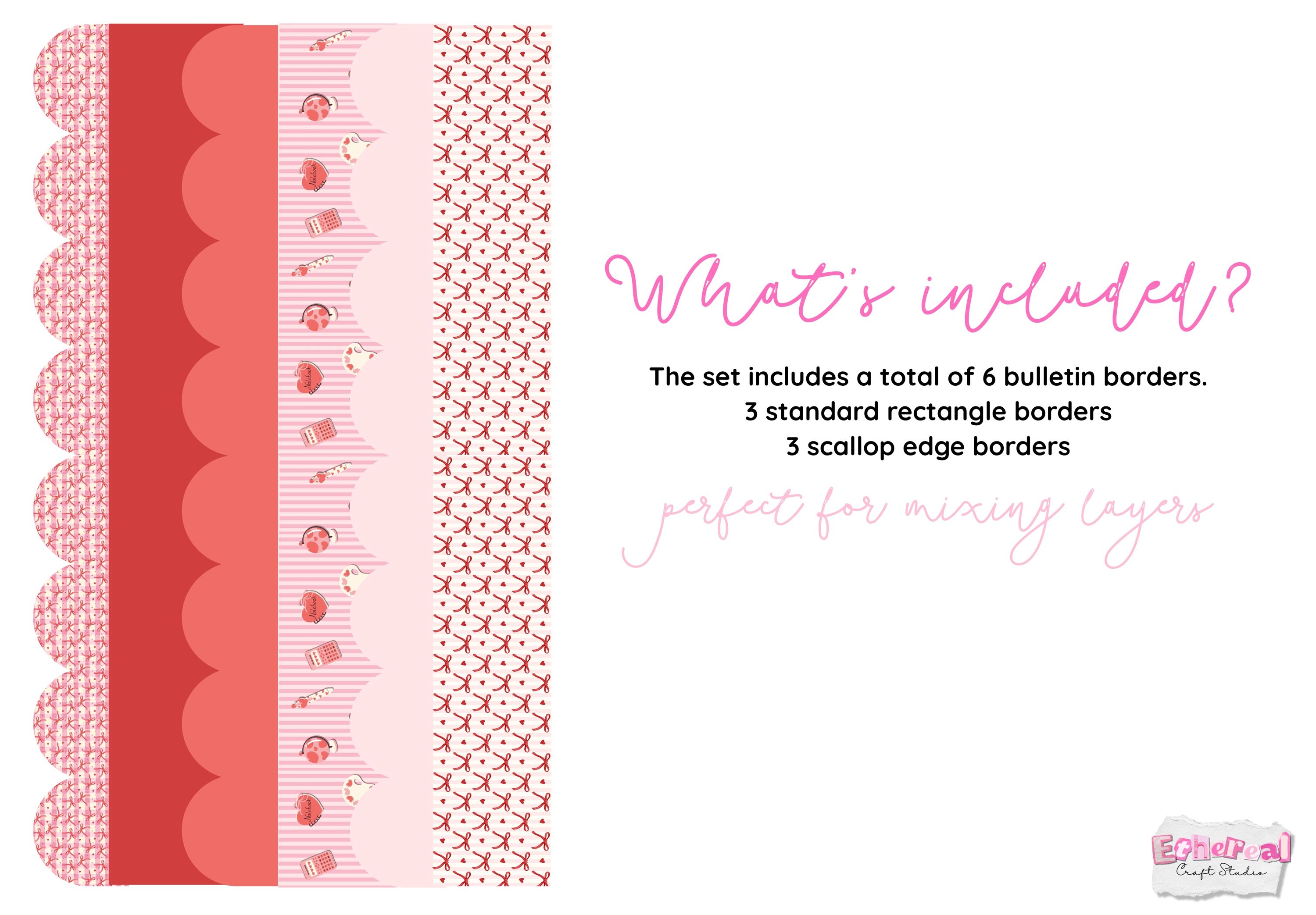 Valentine's Day Bulletin Board Borders Printable School Classroom Decor ...
