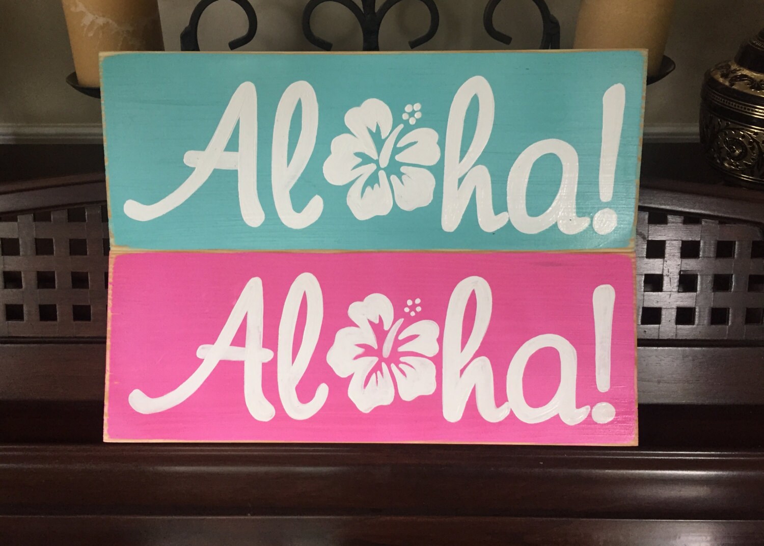 ALOHA Sign Plaque Decor Island Beach House Hula Girl Tropical | Etsy