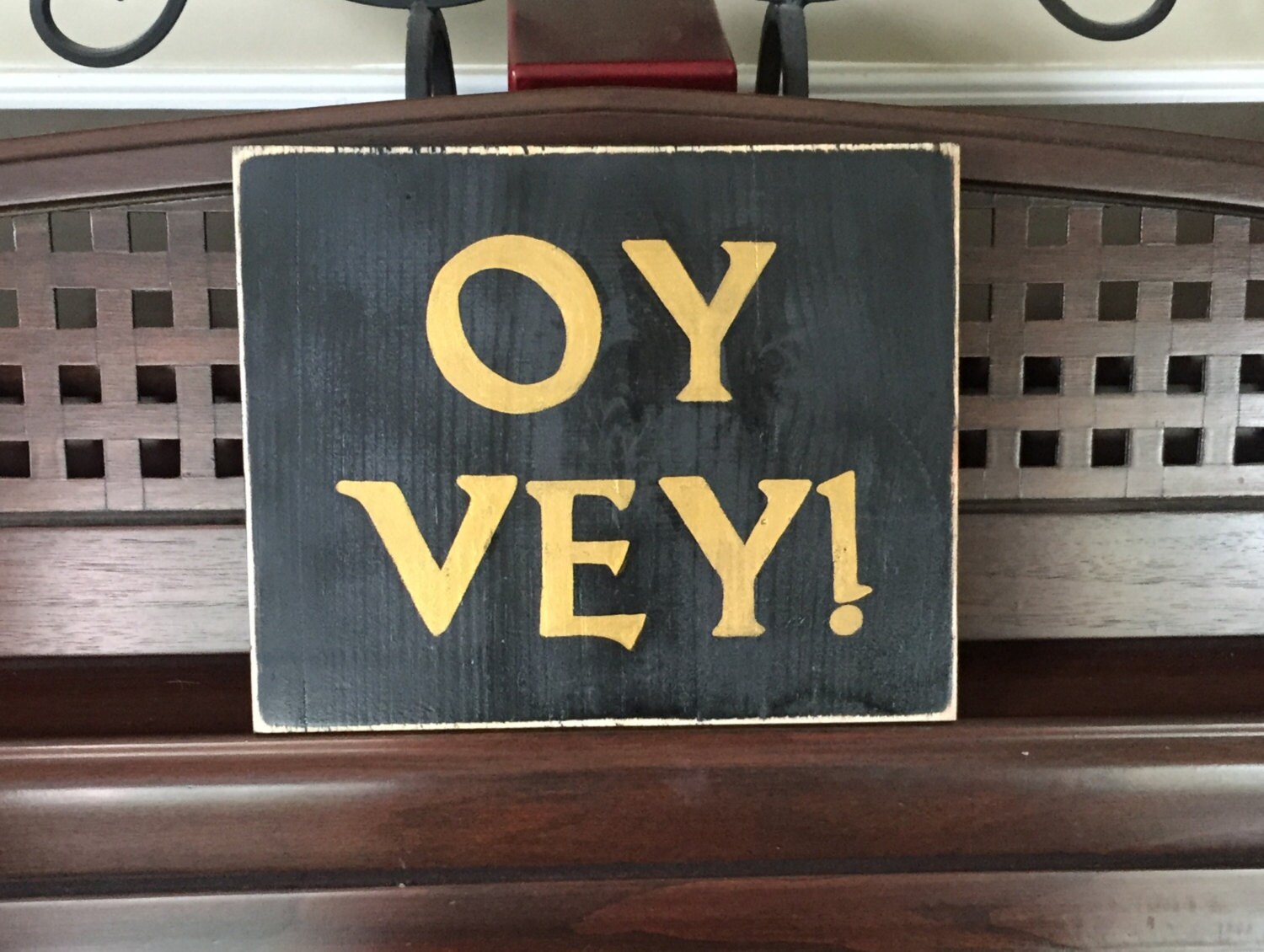 OY VEY Sign Yiddish Jewish Hebrew Wall Plaque Hand Painted | Etsy