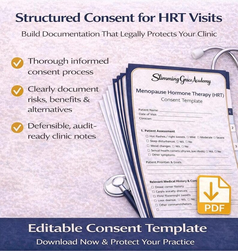 HRT Consent Form Template | Menopause Hormone Therapy Consent | Medical ...