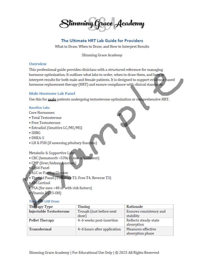 HRT Lab Guide for Providers: Instant Download (PDF) - Etsy