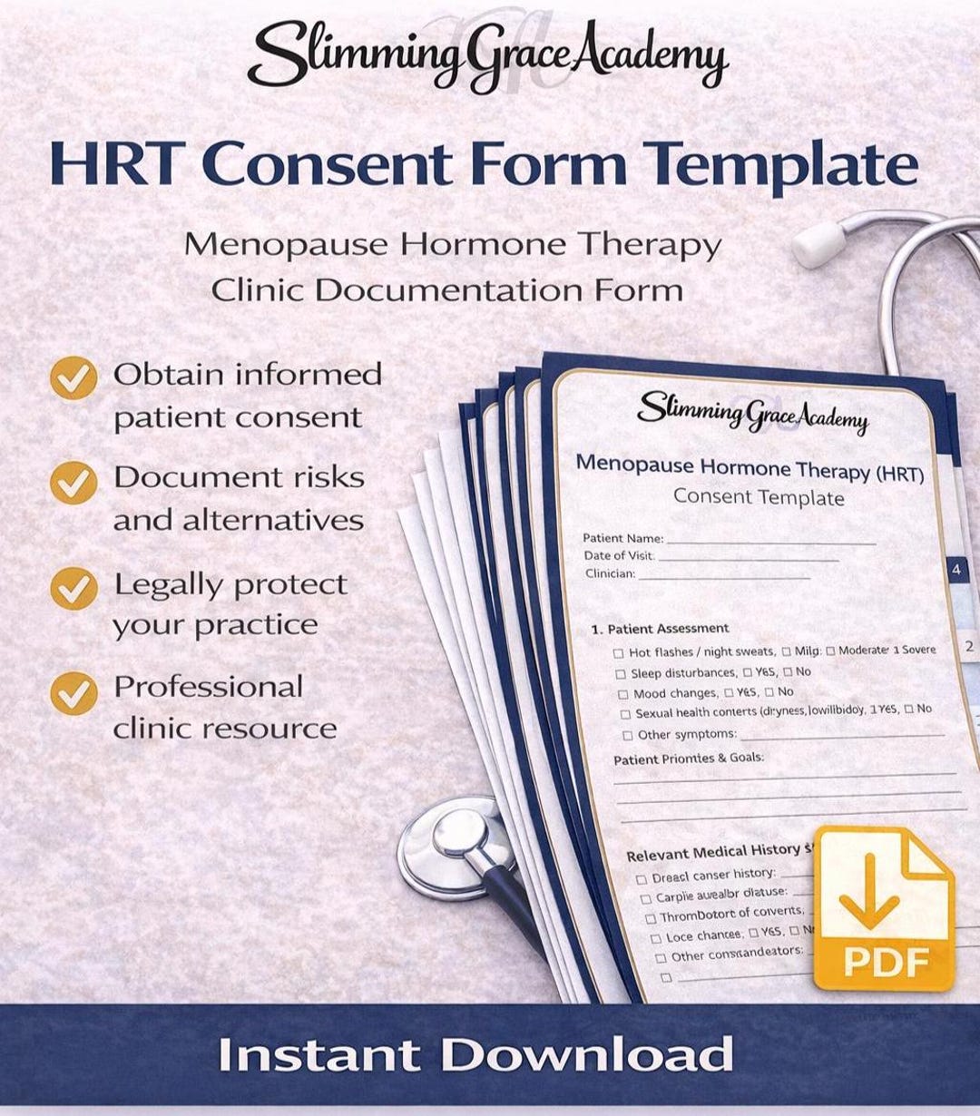 HRT Consent Form Template | Menopause Hormone Therapy Consent | Medical ...
