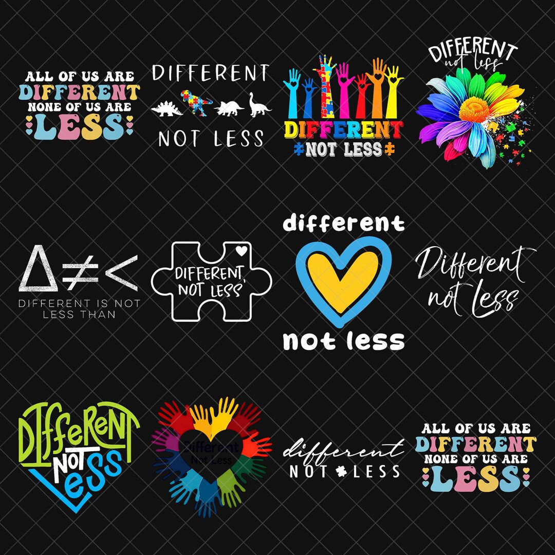 Different Not Less PNG Bundle | Autism Awareness Neurodiversity ...