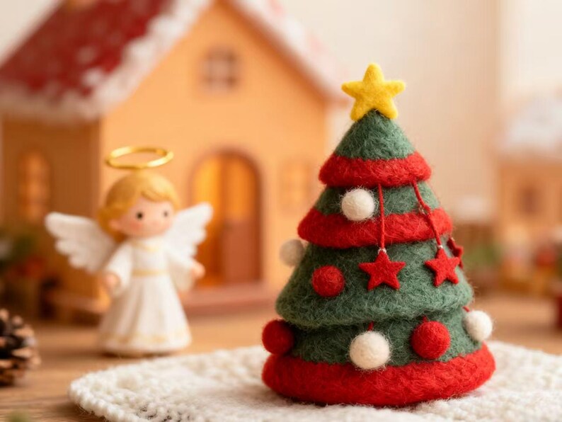 Handmade Felted Wool Christmas Tree, Dark Green Home Decoration - Etsy