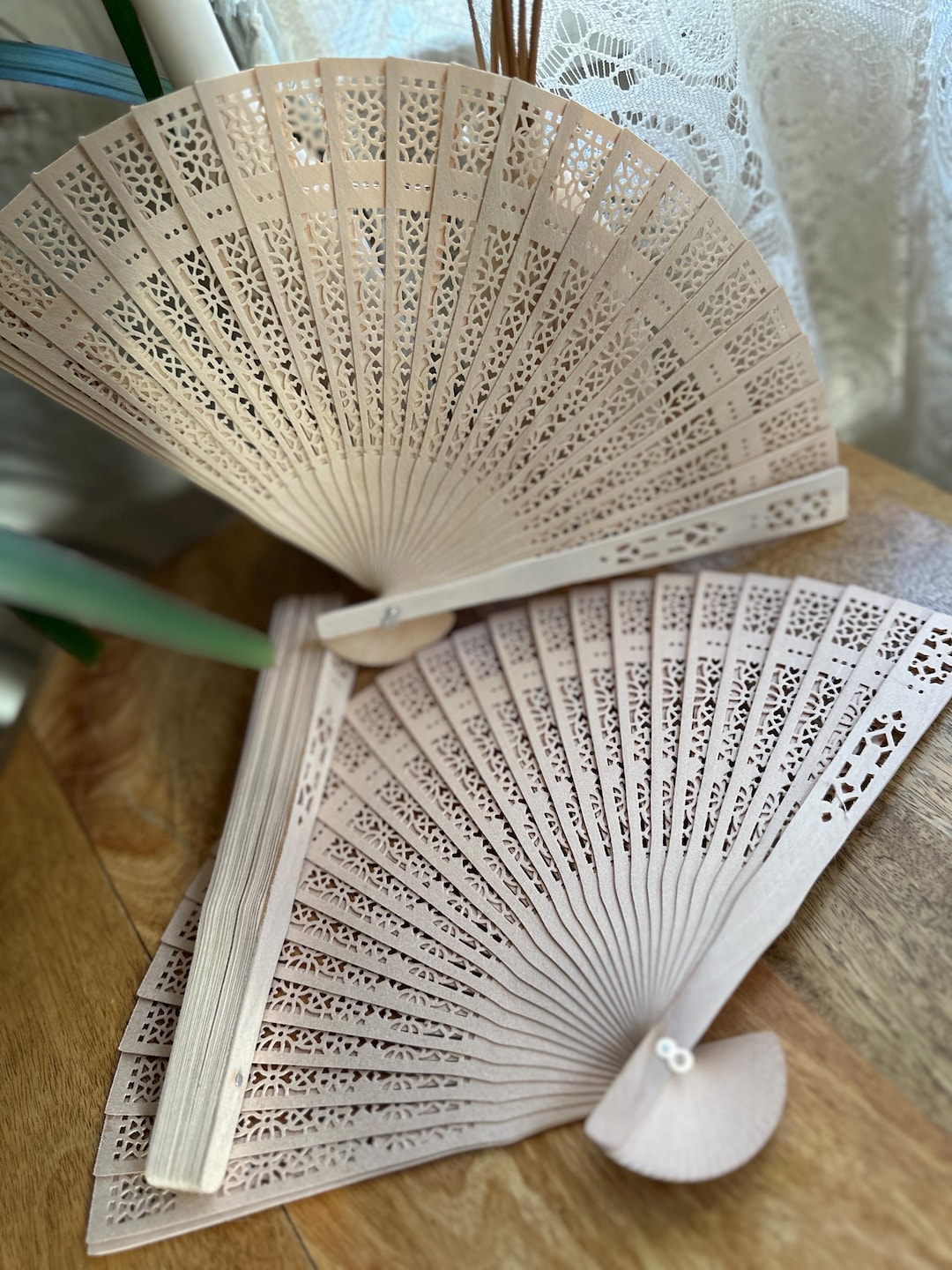 Handmade Wooden Hand Fan – Carved Folding Fan, Boho Wedding & Party ...