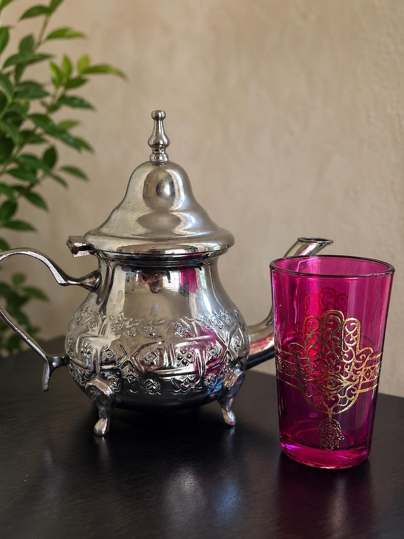 Handmade Moroccan Tea Glass | Gold Patterned Boho Drinkware, Kitchen ...