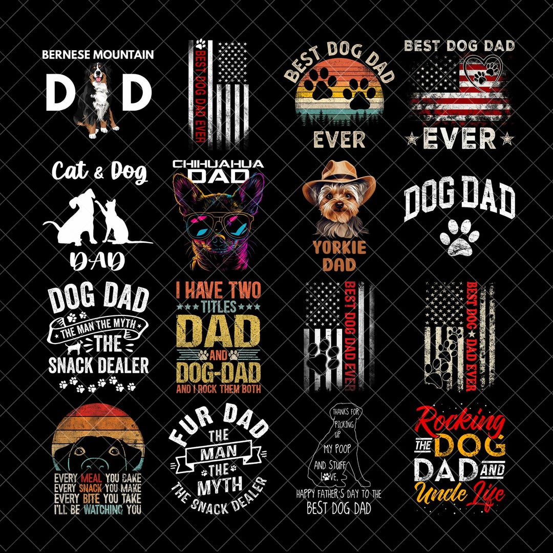 Dog Dad Png Bundle, Funny Pet Dad PNG, the Dogfather Sublimation, Fur ...